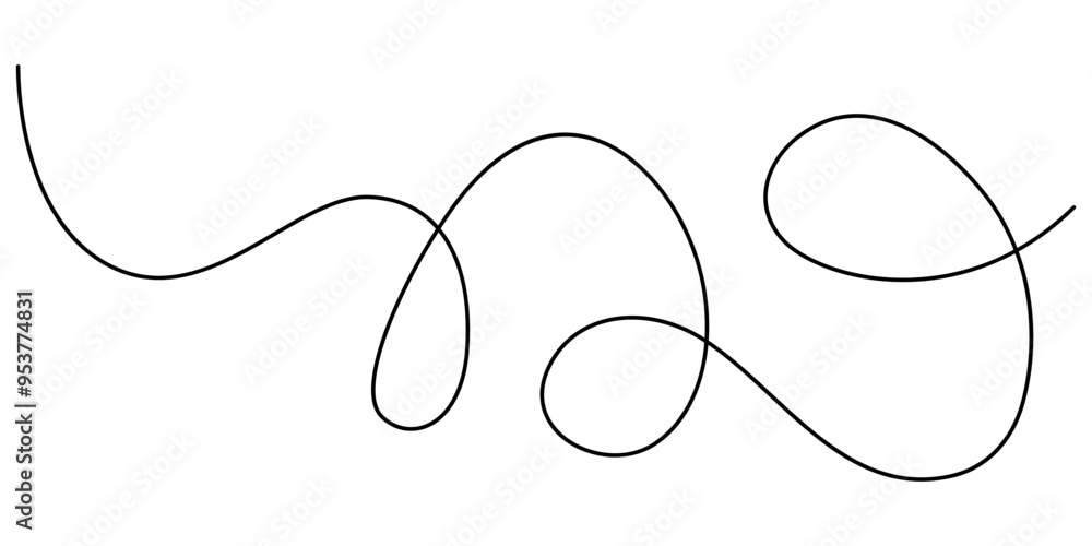 Squiggle line design element. Curved line design. isolated on white ...