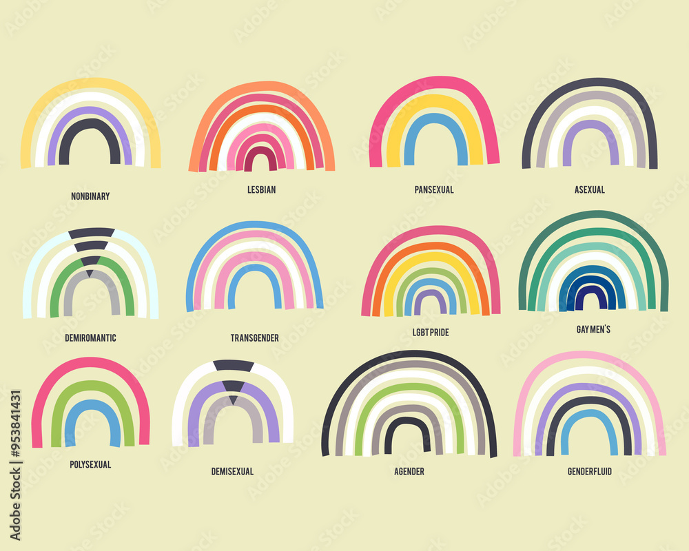 LGBTQ Pride Rainbow Flags Collection. Different LGBTQ Community Designs ...