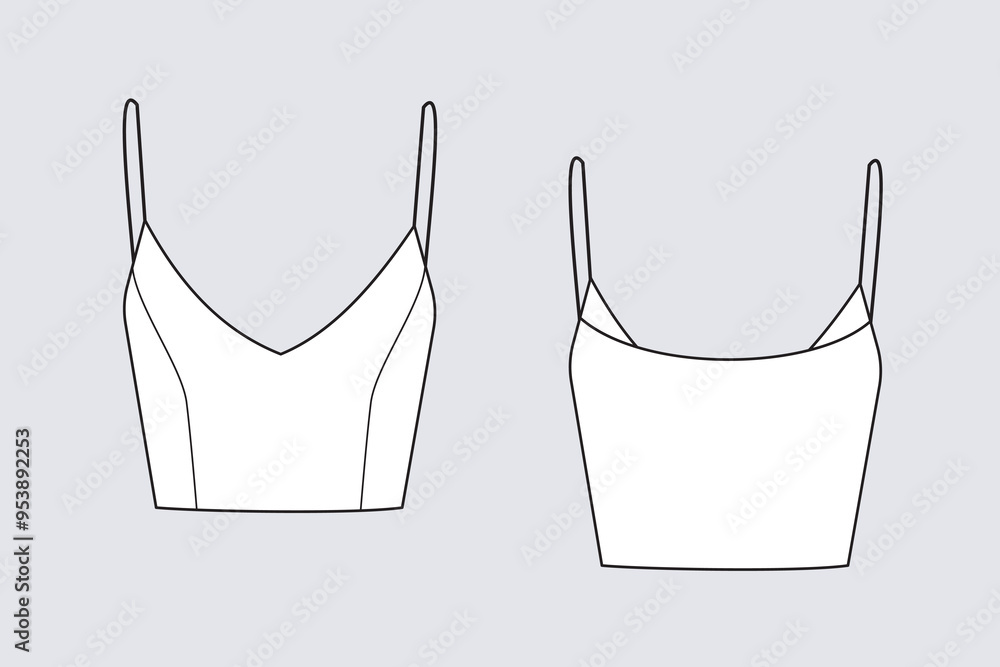 Female tank top vector template isolated on a grey background. Front ...