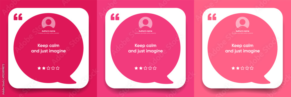 3D bubble testimonial banner, quote, infographic. Social media post ...