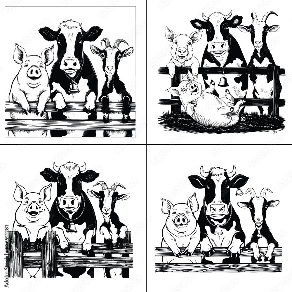 Farm animals clipart,Farm life dxf,Pig svg,Cow Svg , Goat Svg, Calves ...