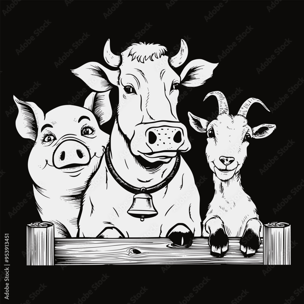 Image vectorielle Stock Farm animals clipart,Farm life dxf,Pig svg,Cow ...