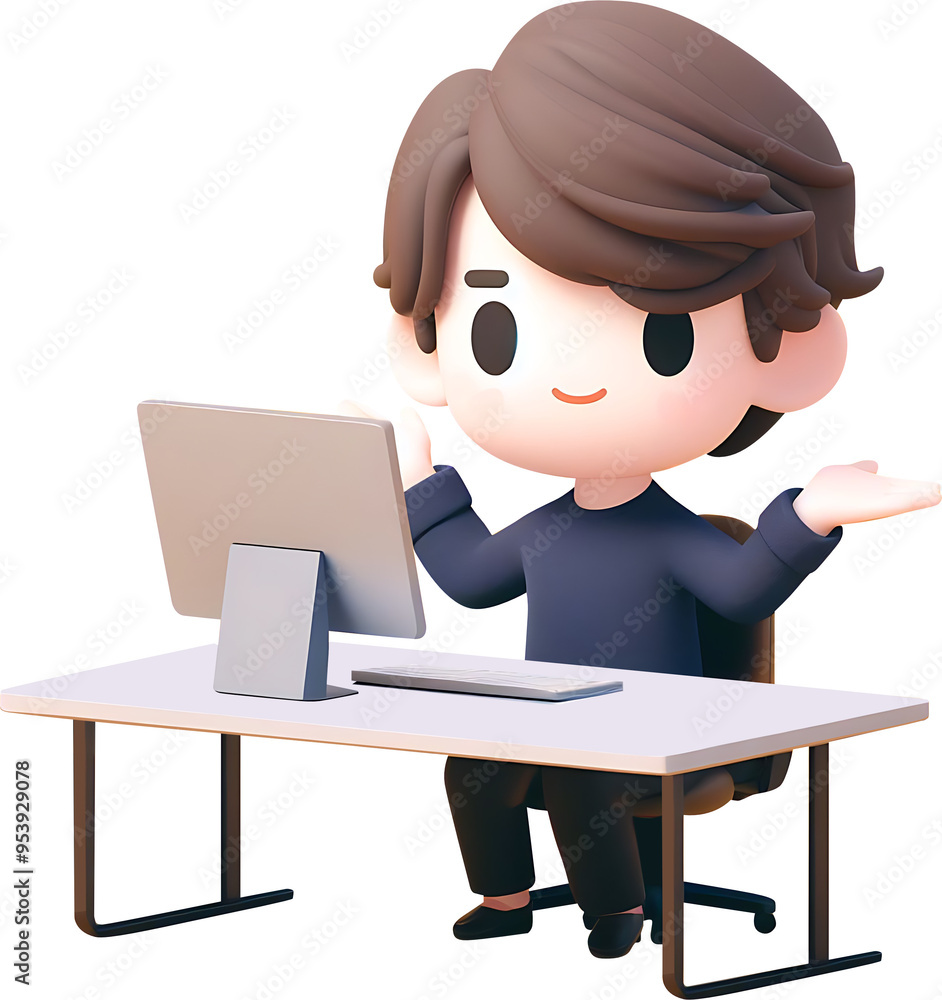 Office worker asking question why how when where don’t know open hand ...