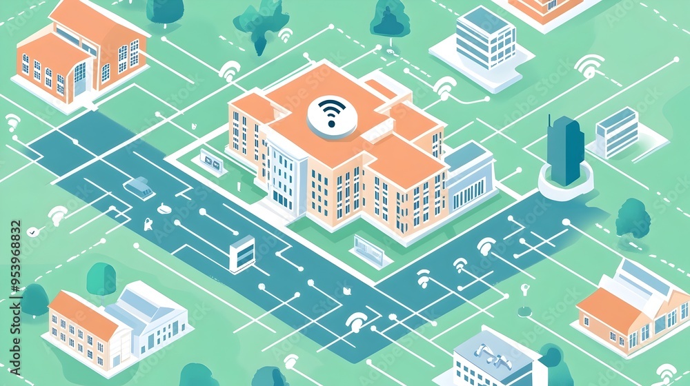 Innovative graphic depicting smart security systems powered by IoT ...