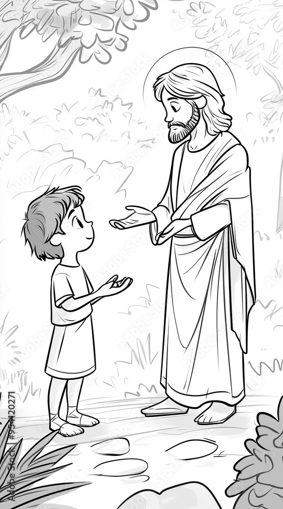 Coloring page for kids, Draw the images Depict Jesus sacrificing ...