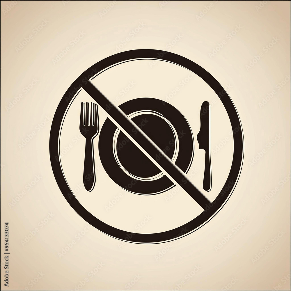 No eating or drinking icon. Eating and drinking prohibited sign. Stock ...