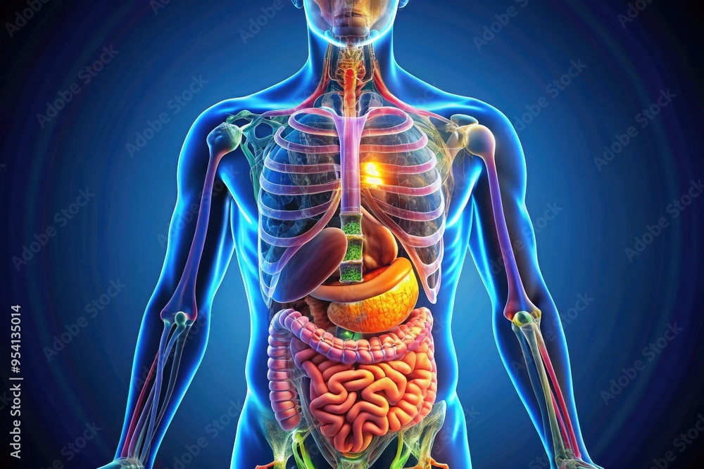 Illustration Stock Illuminated anatomical illustration of the human ...