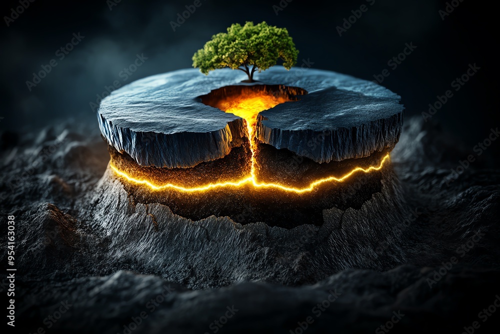 Energy Illustration Geothermal, Underground, and Earth depicted in a ...