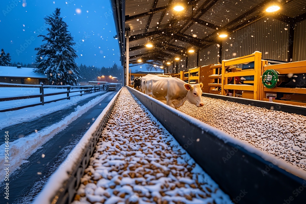 Farm Cow Dairy Cow, Milking Parlor, and Winter shown in a cozy winter ...