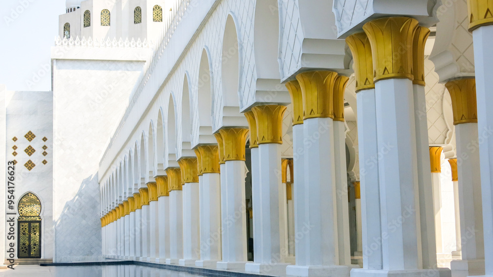 beautiful modern islamic architecture. infinite line of arches and ...