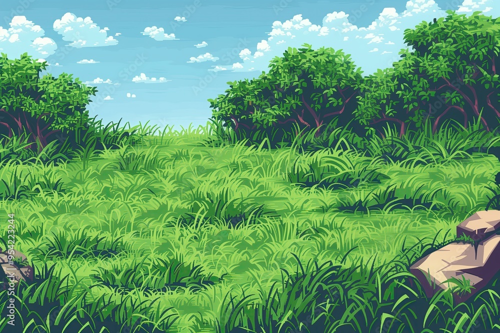 Stock-Illustration „Pixel Art Spring Summer Nature Landscape, Video ...