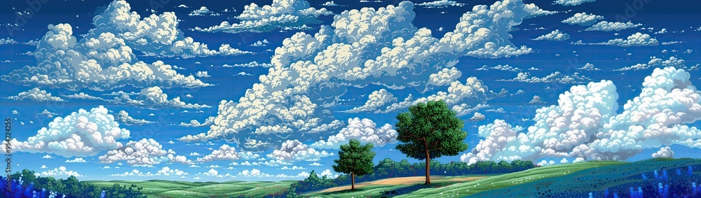 Pixel Art Spring Summer Nature Landscape, Video Game Outdoor Platformer ...