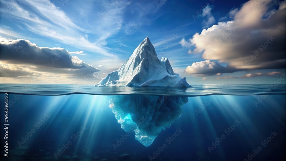 Plastic iceberg floating in the ocean, plastic pollution, environment ...