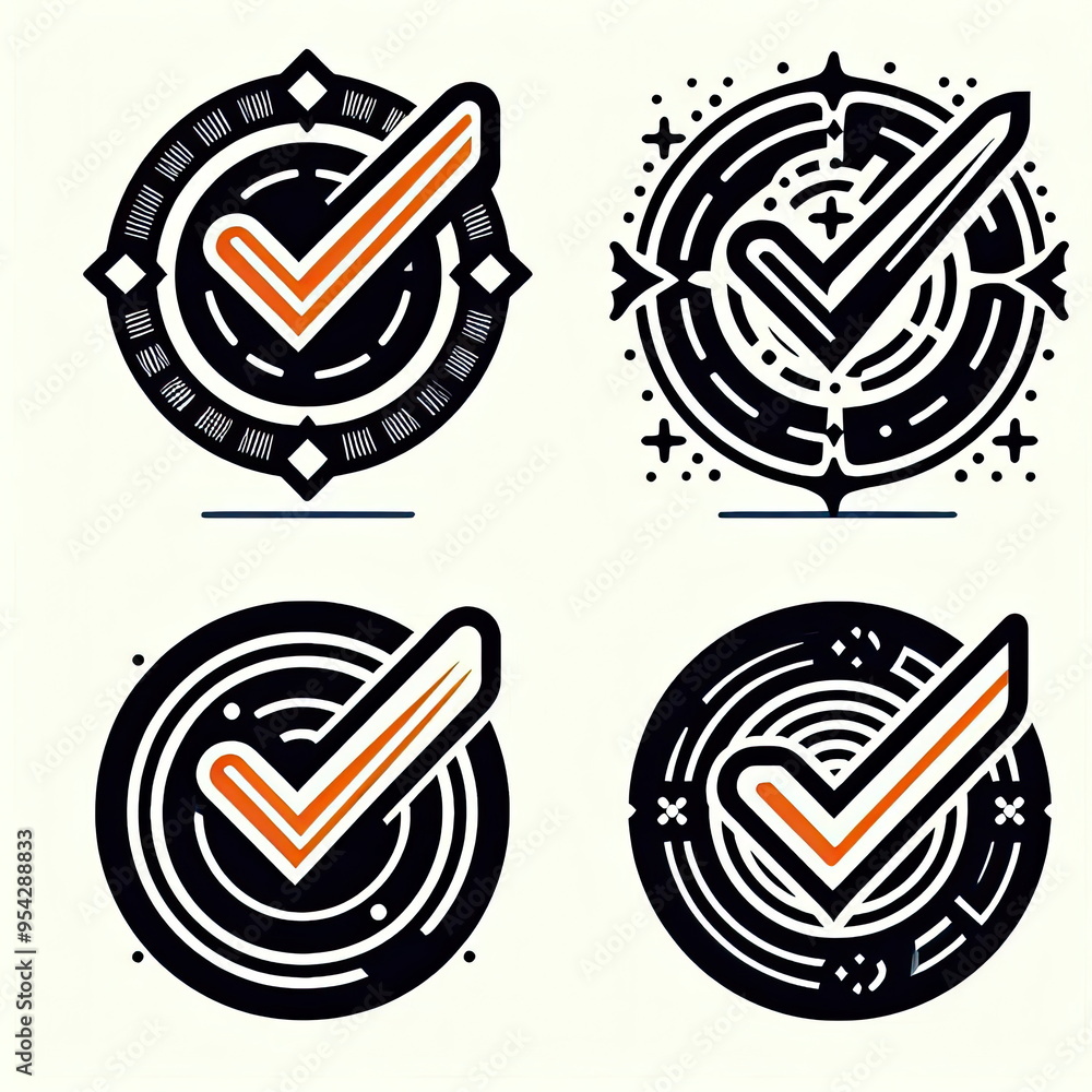 Checkmark icon. Checkmark vector set. Checked check box sign. Approved symbol. Isolated v check ...