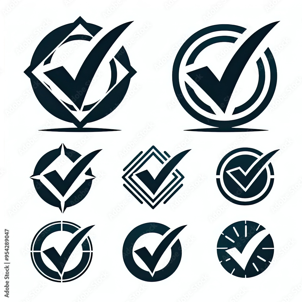 Checkmark icon. Checkmark vector set. Checked check box sign. Approved ...