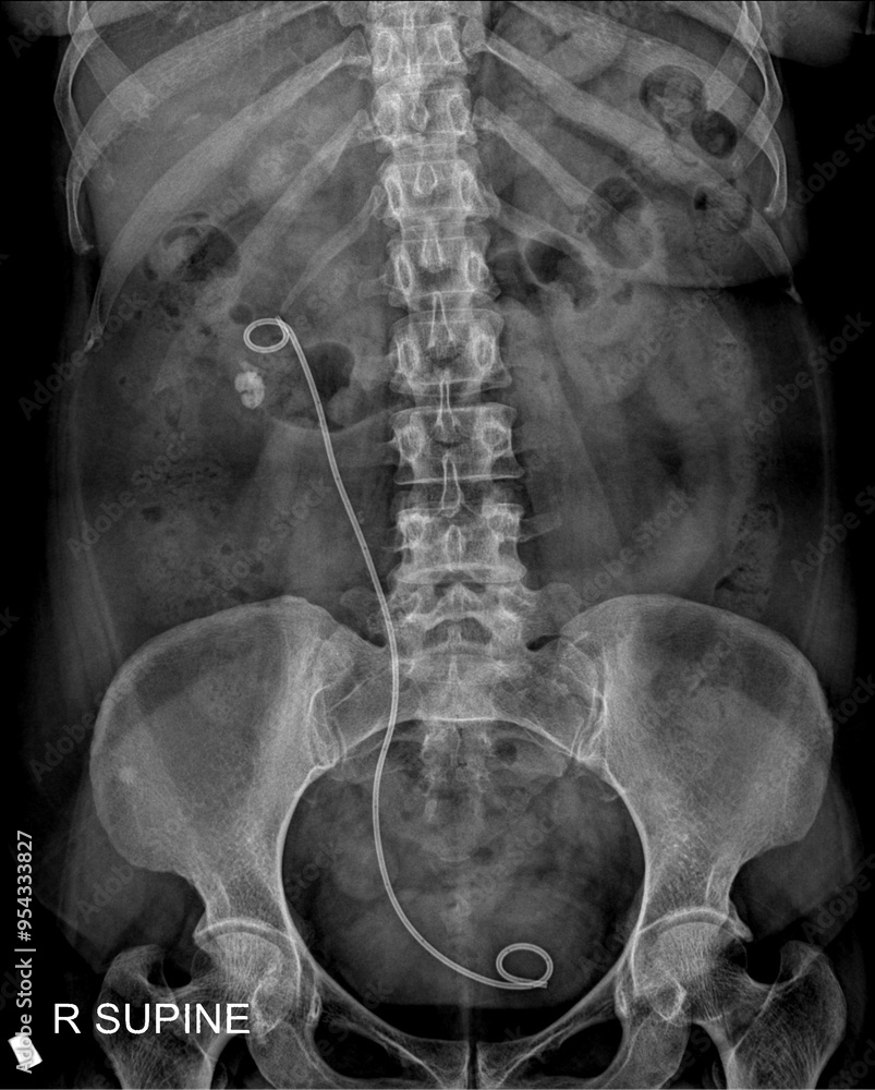 KUB X-ray Showing Properly Positioned Ureteral Stent with No Evidence ...