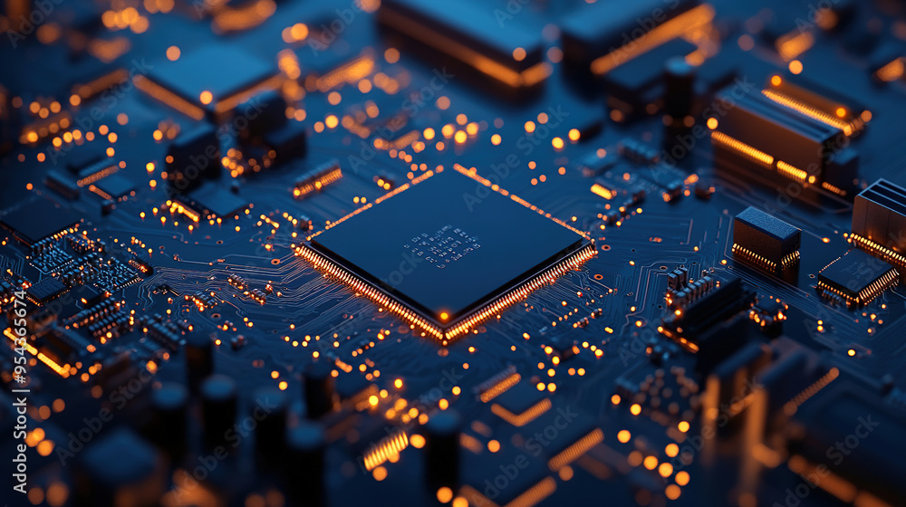 Computer motherboards and circuit boards. Abstract circuit board with a lot of micro chips. Main ...