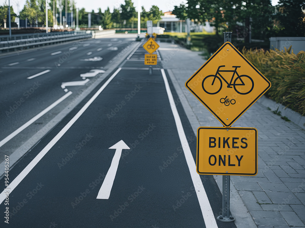 Bike lanes with clear signage and markings for safety Stock Photo ...