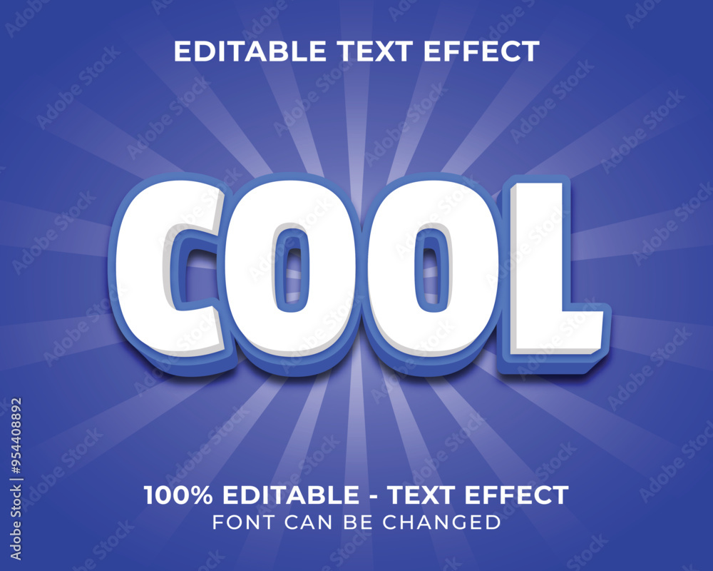 Editable text effect cool 3D text effect with blue background Stock ...