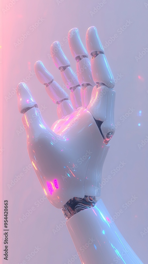 Robotic hand, performing a sign language gesture, with realistic joint ...