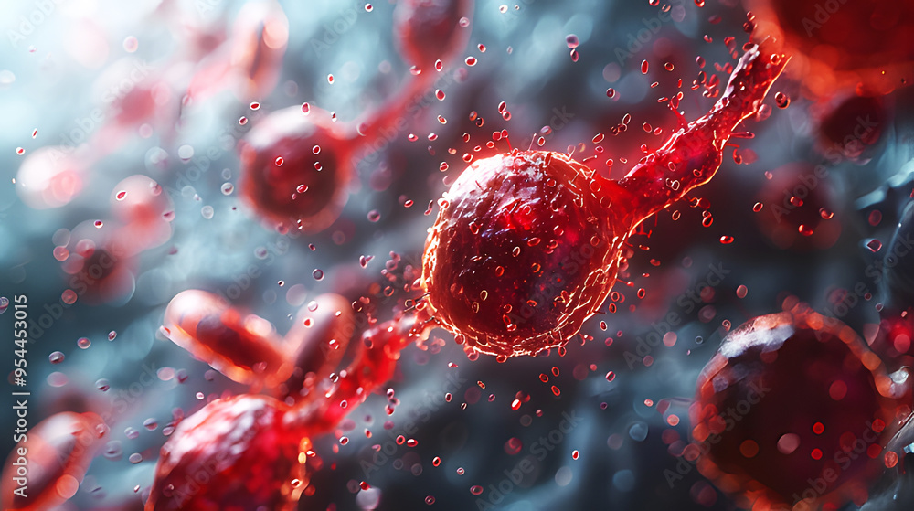 Structure red blood cells flowing in vessel (Erythrocyte) medical ...