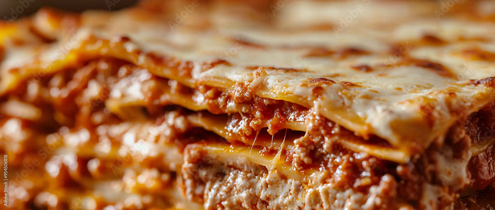simple elegant image of Cross-section of lasagna showing the delicious ...