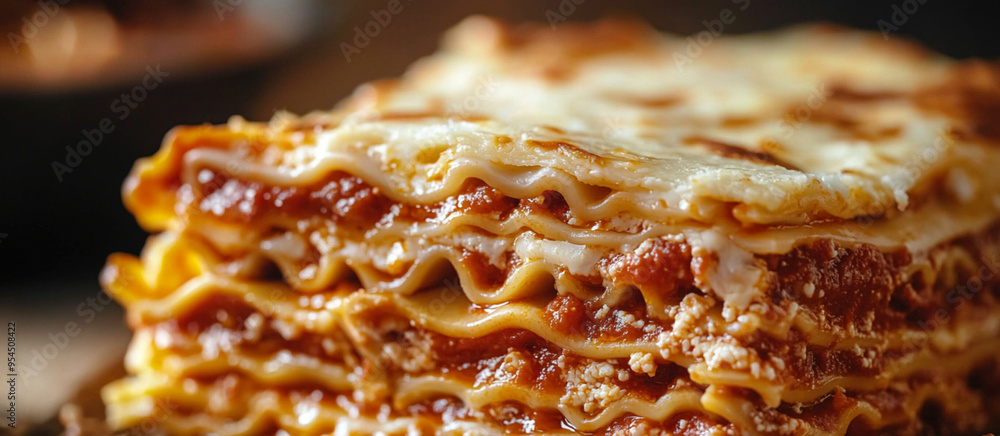 simple elegant image of Cross-section of lasagna showing the delicious ...