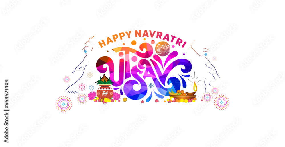 Vector illustration for Navratri Utsav Logo or Navratri festive Logo ...