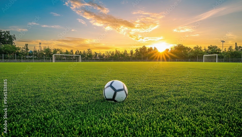 Image of Football Playground, Soccer Field, Goalpost, Stadium View ...