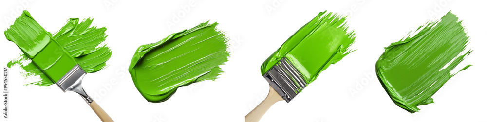Green Paint Strokes, Bold brush swipes of vivid green color, Dynamic ...