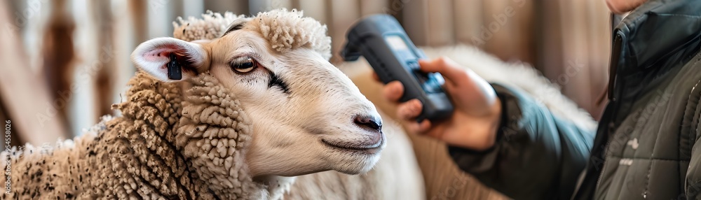 Veterinarian Scanning Sheep s Microchip with Handheld Device for Modern ...