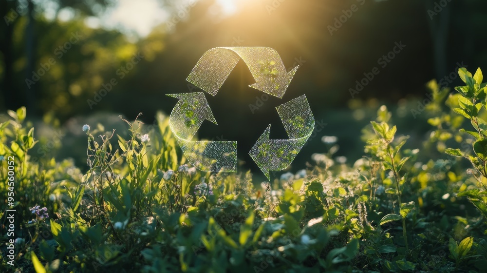 Green Business Strategy: Circular Economy Icon with Nature Background ...