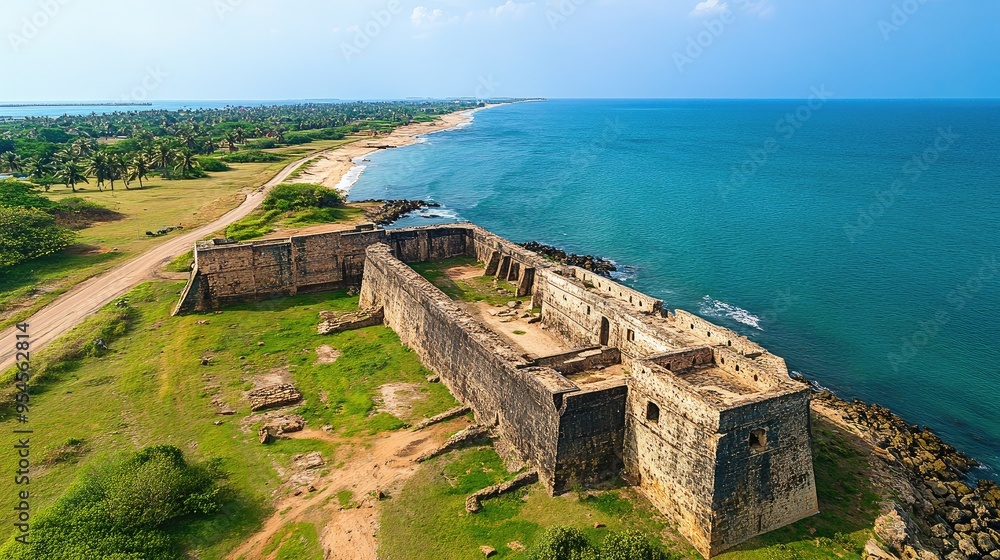Bird's-eye view of the historic Dutch Fort in Jaffna, with its ancient ...