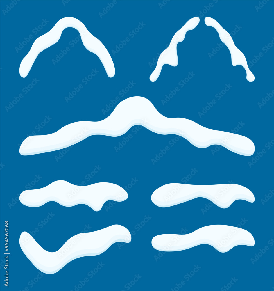 Set of snowcap cartoon flat illustration clipart sticker printable ...