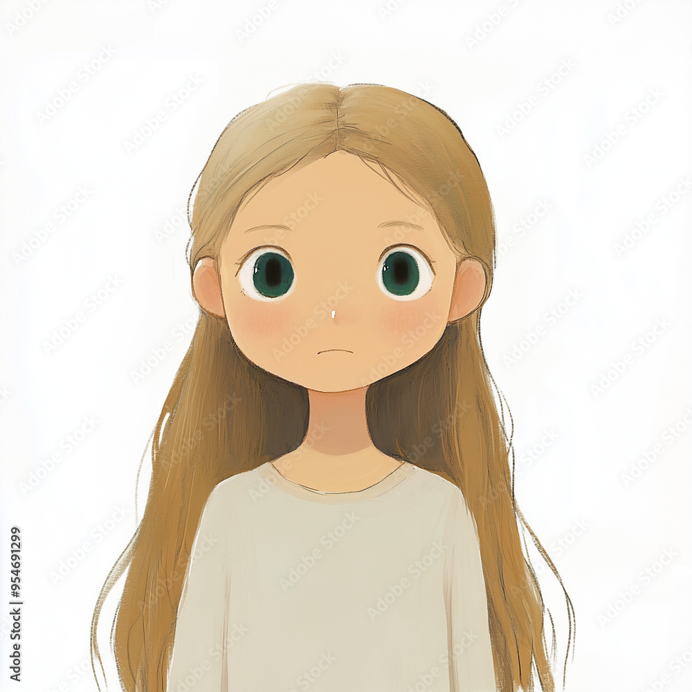 Cute Cartoon Girl Illustration in Pastel Colors for Children's ...