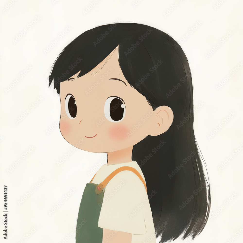Cute Cartoon Girl Illustration in Pastel Colors for Children's ...