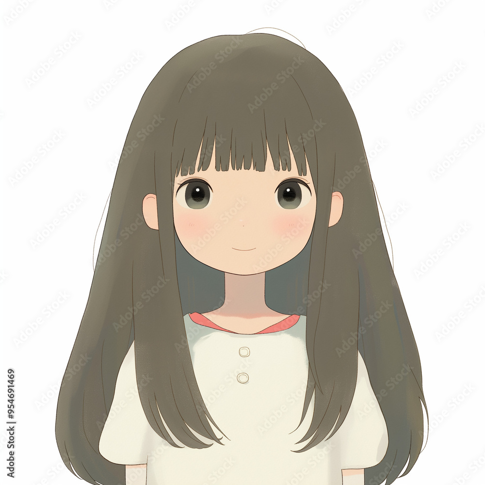 Cute Cartoon Girl Illustration in Pastel Colors for Children's ...