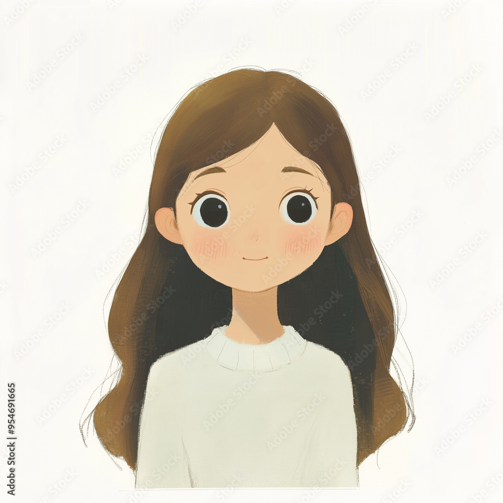 Cute Cartoon Girl Illustration in Pastel Colors for Children's ...