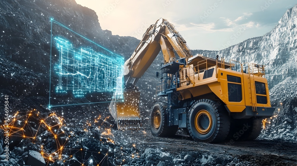 Photograph of advanced mining equipment and machinery integrated with ...