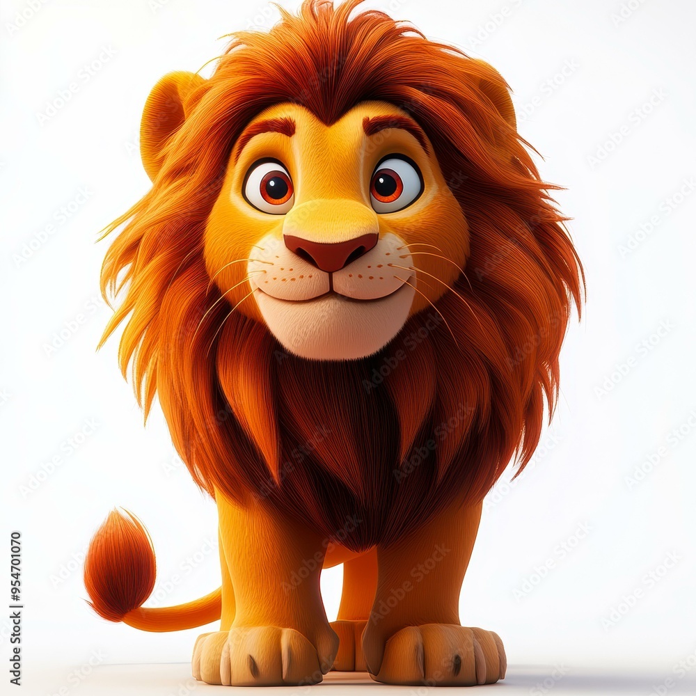 An adorable animated lion character with vibrant fur and expressive ...