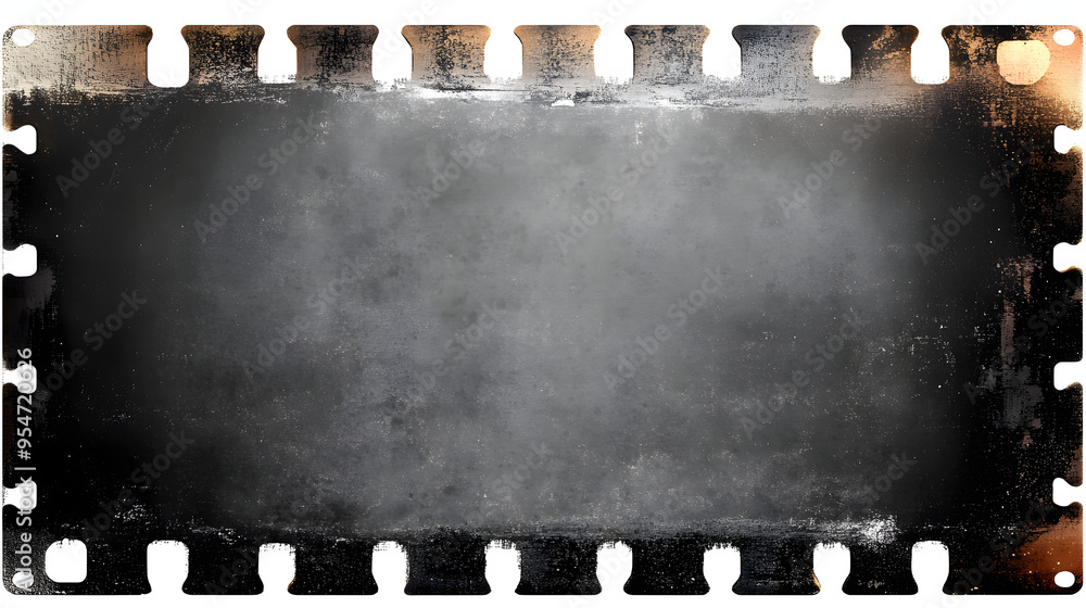 Vintage grunge film isolated on transparent background. Dirty gritty ...