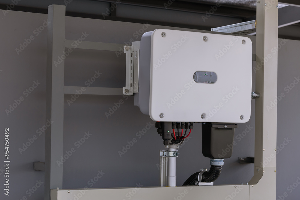 Inverter solar panel in electrical room. Electrical control cabinet of ...