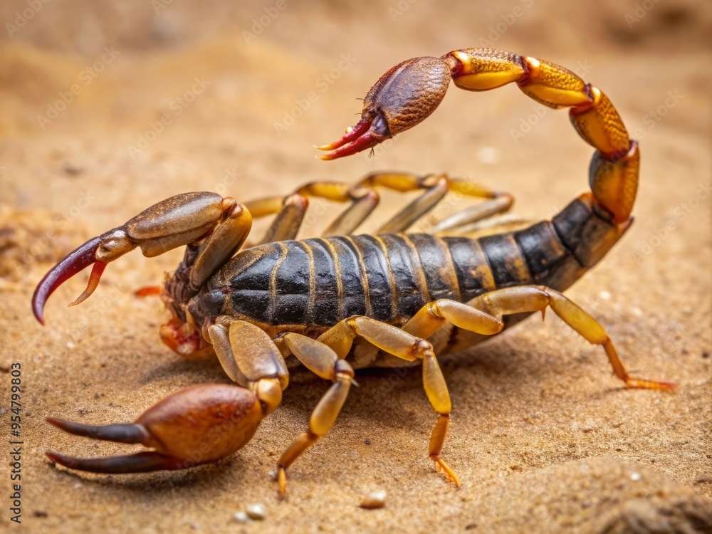 a photo image of a scorpion's segmented body formed by alternating ...