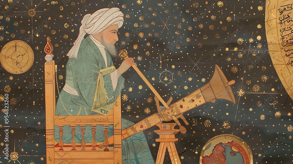 Side view of 11thcentury Islamic astronomer Omar Khayyam grand ...