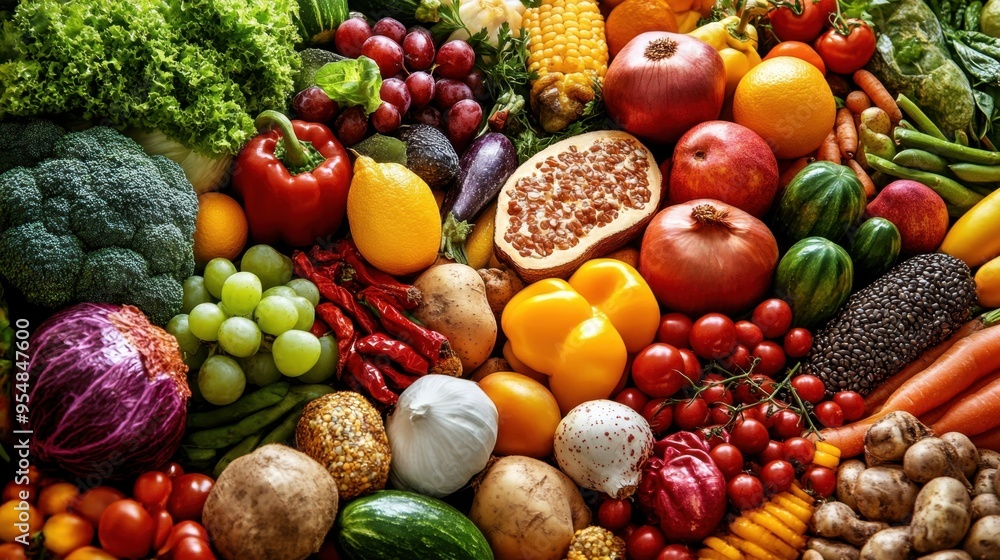 A vibrant image of healthy foods promoting balanced nutrition and its ...