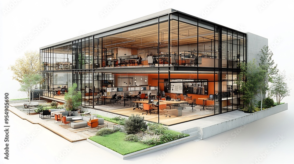 Tech company headquarters blueprint openplan offices innovation labs ...