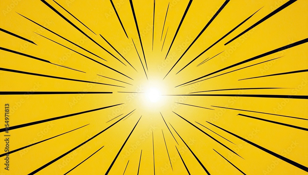 Abstract yellow comic zoom background. Acceleration cartoon super speed ...