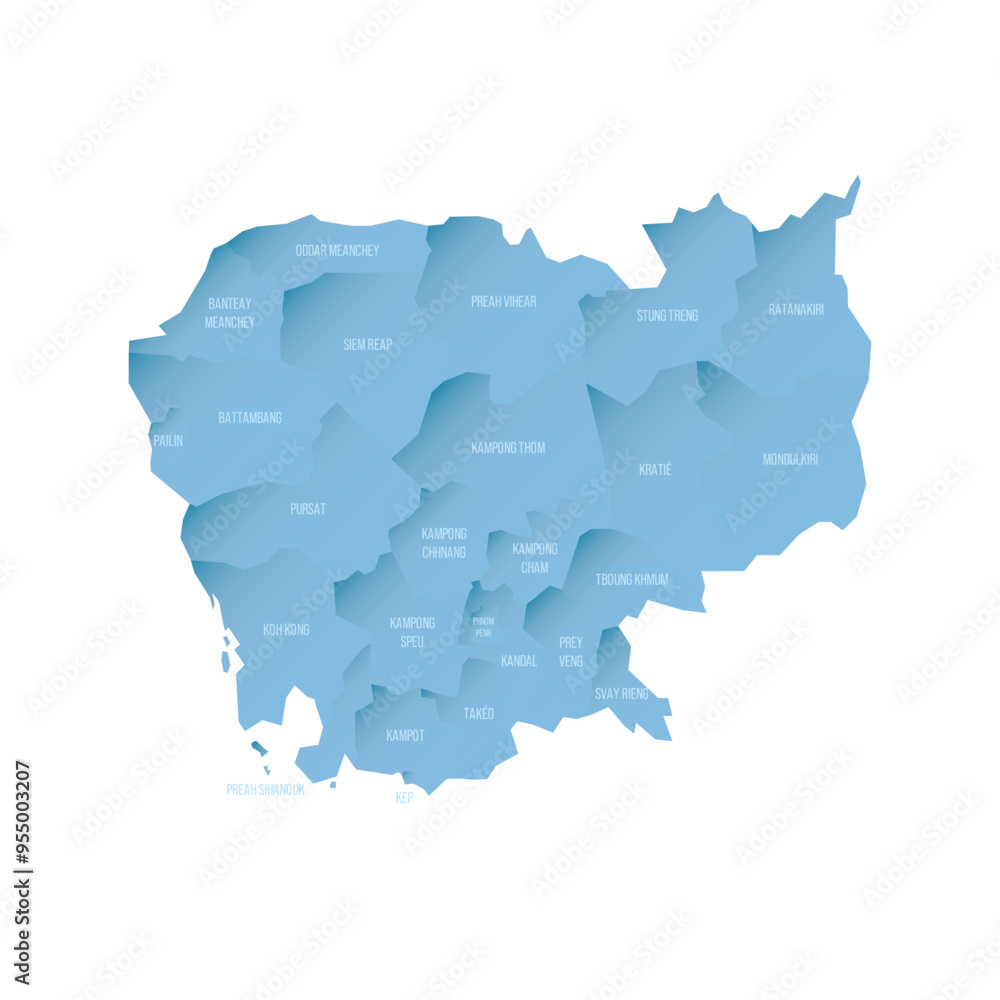 Cambodia political map of administrative divisions - provinces and ...