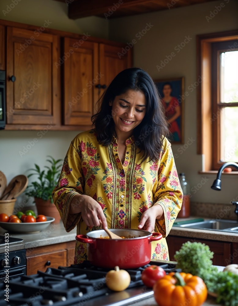 Indian women enjoy cooking meals in modern kitchen Stock Photo | Adobe ...