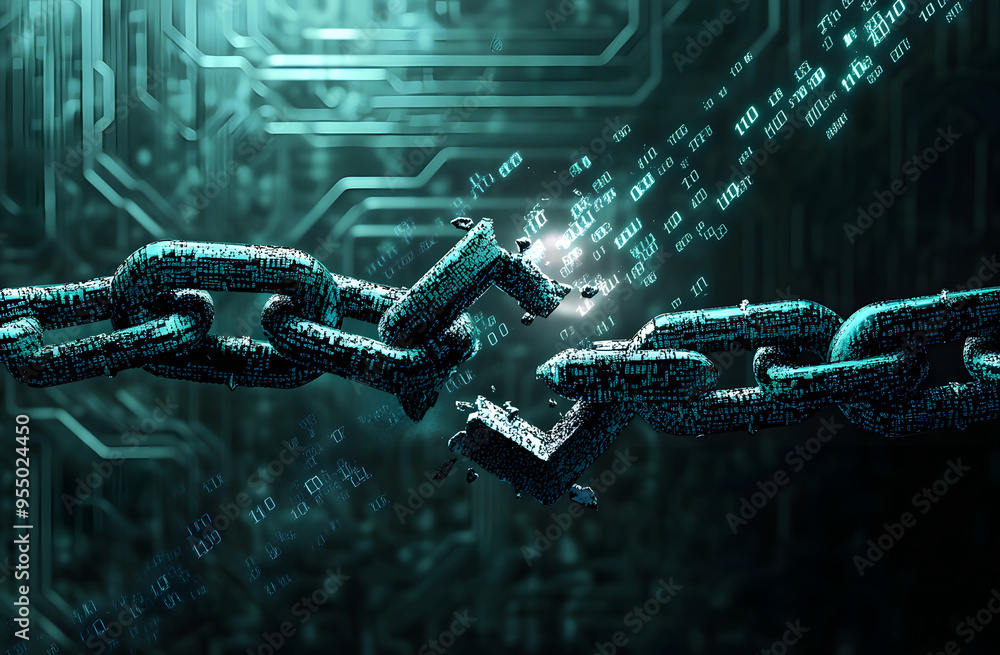 “A Broken Chain Split in Half with One End Connected to a Secure Lock ...